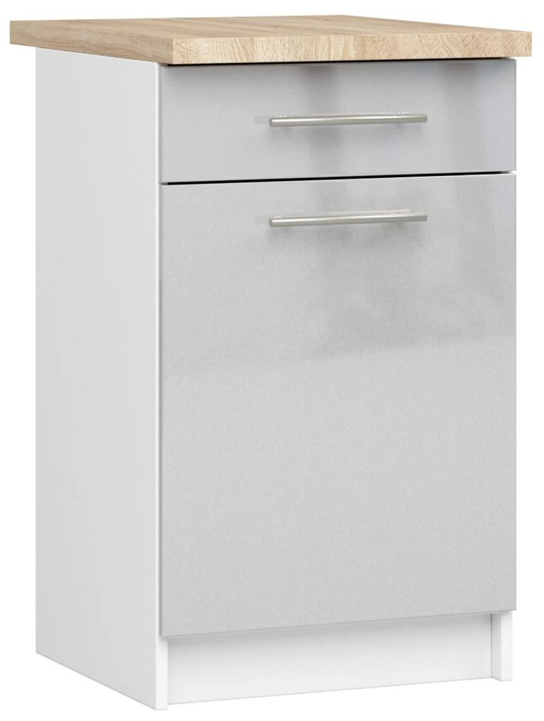 Dolní kuchyňská skříňka Ozara S50 SZ8 (bílá + metalický lesk). 1071147