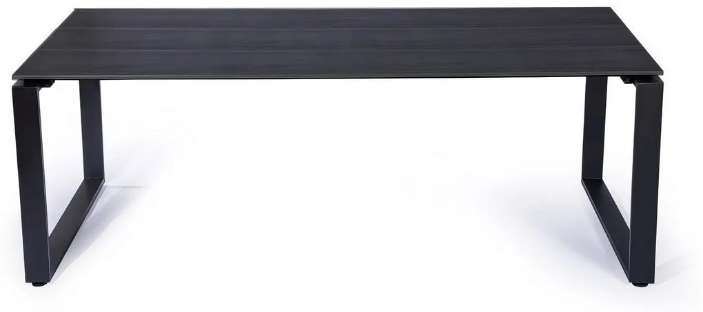 Zahradní stůl KJFT126, 210x100 cm, artwood a hliník, černá