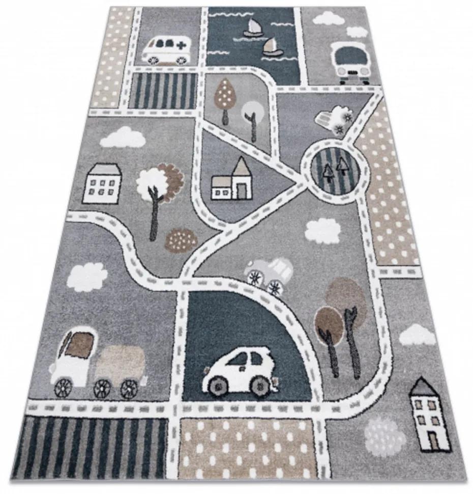 Dětský kusový koberec Ulice ve městě šedý, Velikosti 160x220cm | BIANO