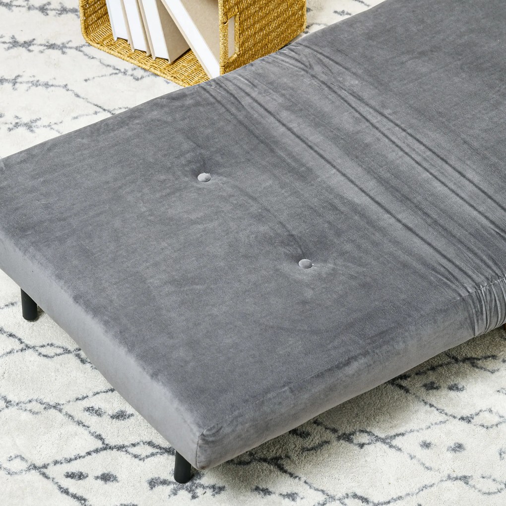HOMCOM Skládací křeslo s funkcí lůžka a polštářem, lůžko pro hosty s nastavitelným opěradlem, sametový vzhled, do 125 kg, šedé
