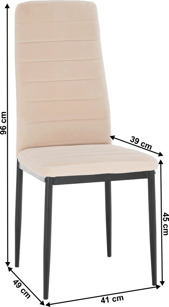 Jídelní židle SWISS - velvet látka, Dulux béžová / černá