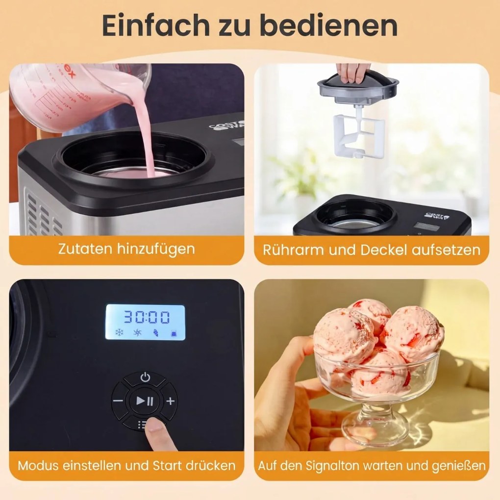 Costway 2 v 1 Výrobník zmrzliny s funkcí jogurtu 1,5 L kompresorový stroj