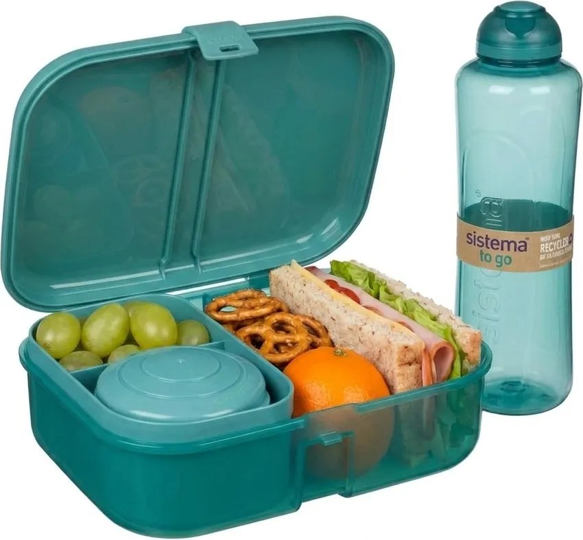 Set svačinového boxu s lahví - Svačinový box Ribbon 1,1 l a láhev Swift 480 ml, mix barev - SISTEMA Barva krabiček SISTEMA: Zelená