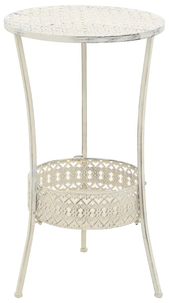 Bistro stolek - vintage styl - kulatý - kovový - 40x70 cm | bílý