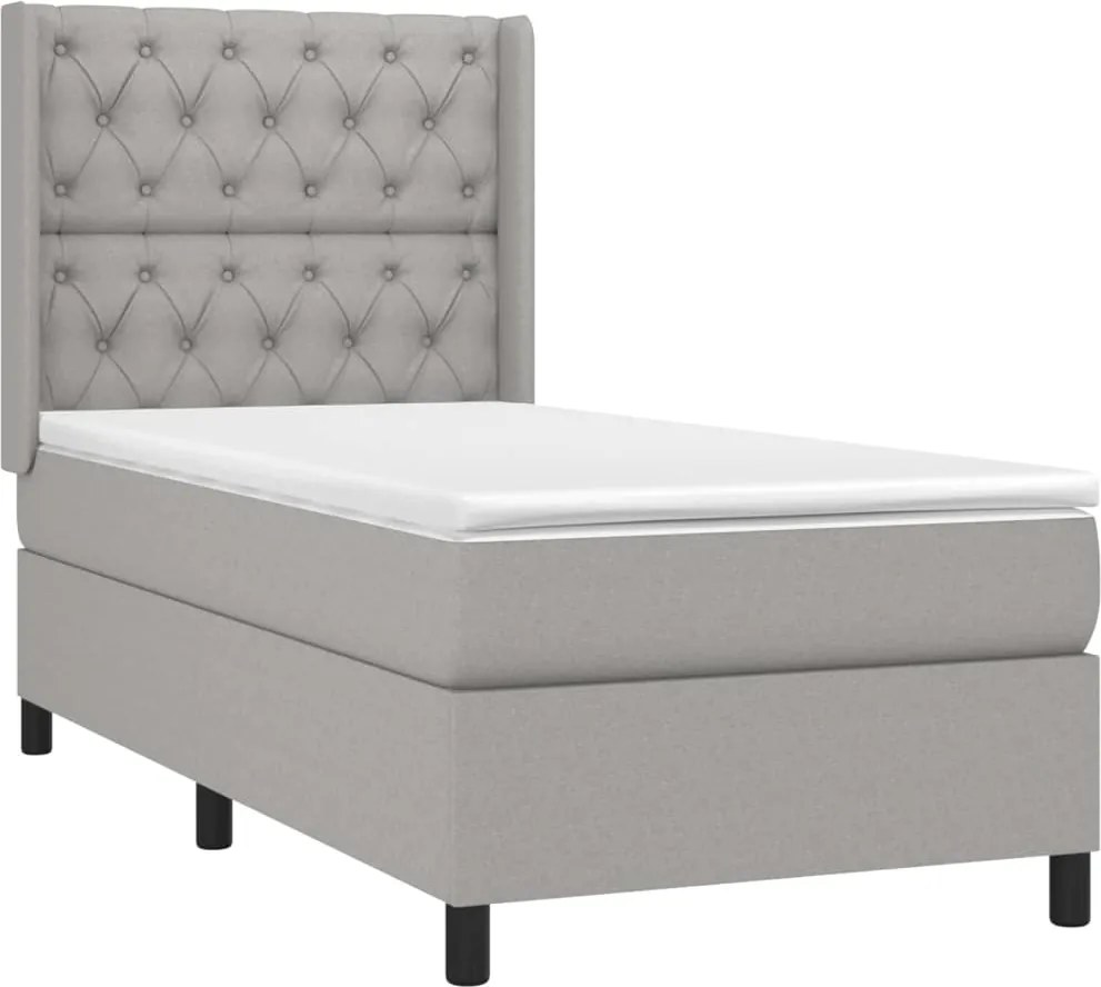Box spring postel s matrací a LED světle šedá 80x200 cm textil 3138509