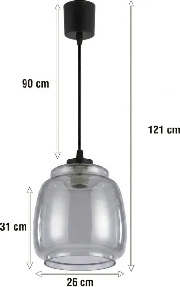 BRILAGI - LED Lustr na lanku R GLASS 1xE27/60W/230V pr. 26 cm černá/kouř šedá