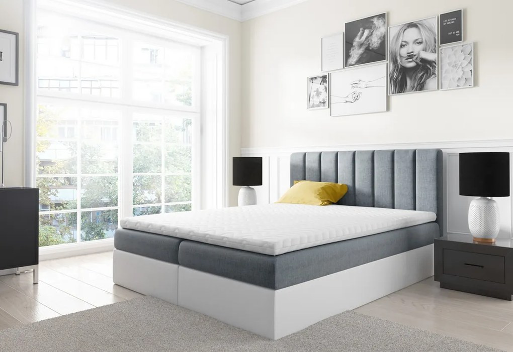 Čalouněná postel VIGO + topper, 160x200, inari 81/bílá eko