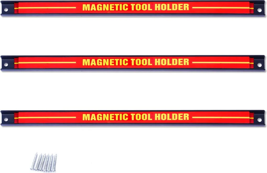 Costway Sada 3 magnetických nástěnných držáků na nářadí, červený