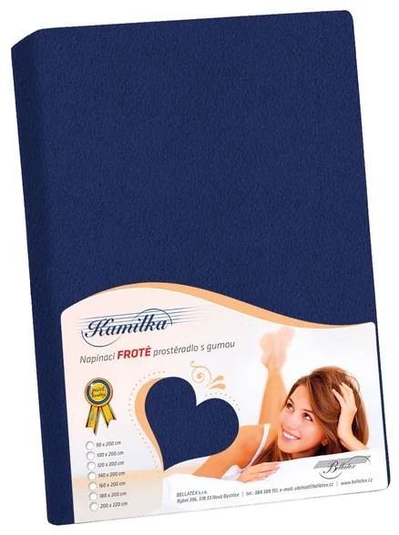 Bellatex Prostěradlo froté námořnická modrá rozměr 90x200x40 cm