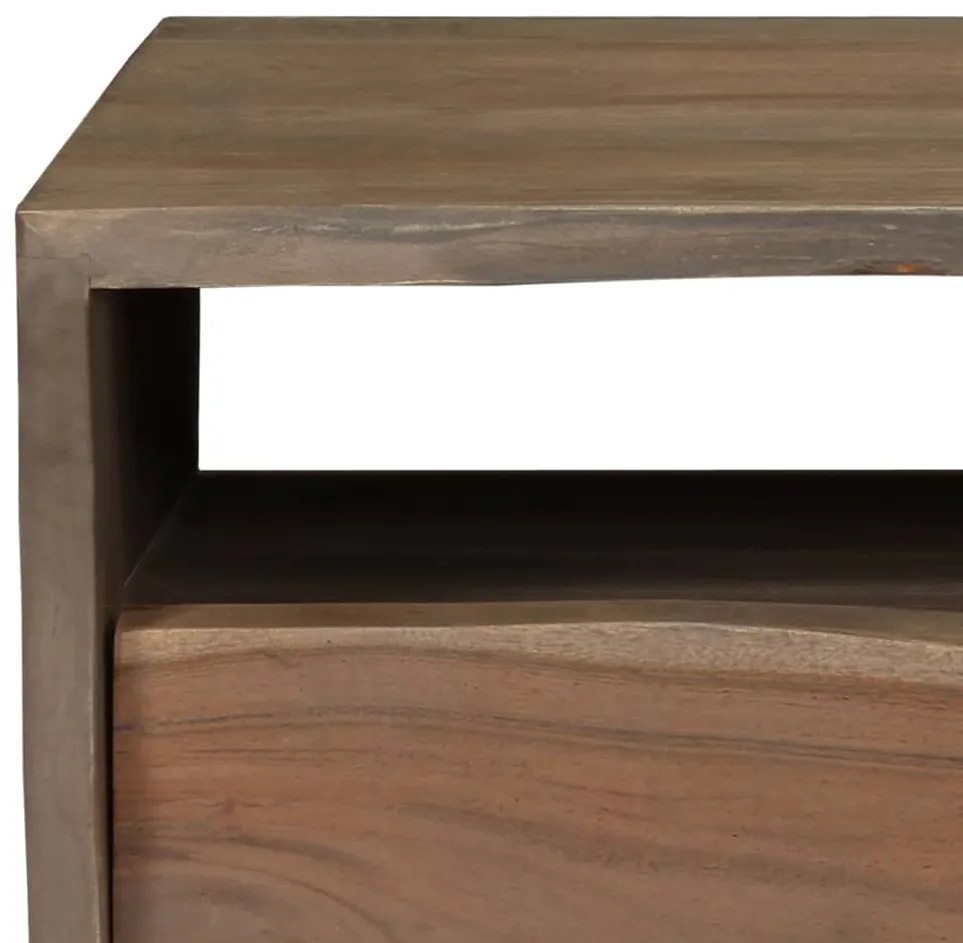 Konferenční stolek dřevo akácie přírodní hrany 90x50x40 cm šedý - Default Title