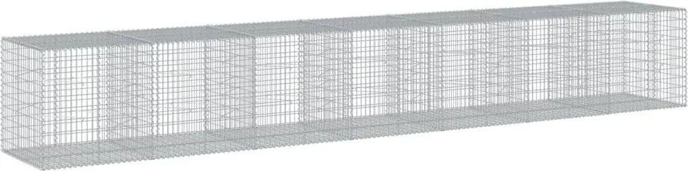 Gabionový koš s víkem 700 x 100 x 100 cm pozinkované železo 3295202