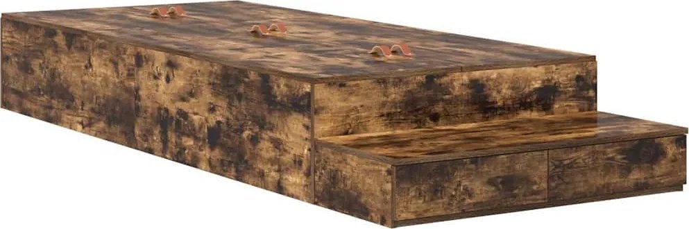Rám postele s úložným prostorem se zásuvkou Kouřový dub 90 cm 3335609