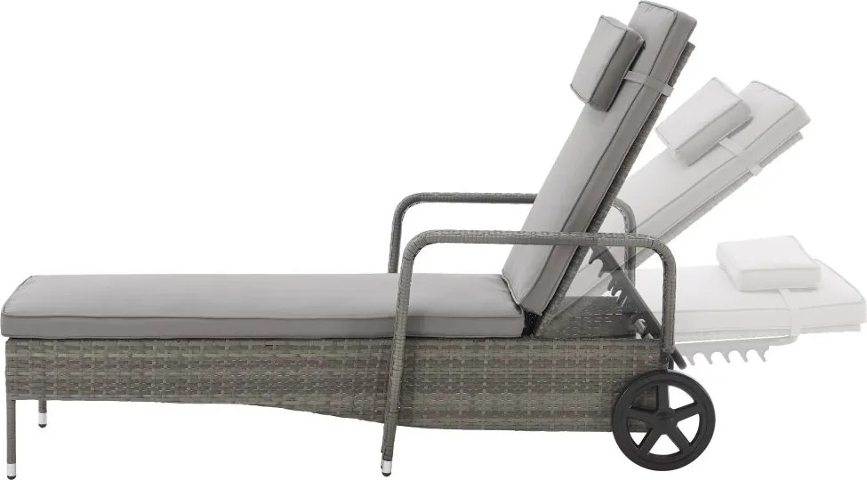 Polohovatelné ratanové lehátko BestBerg BBRF-1142G / šedá