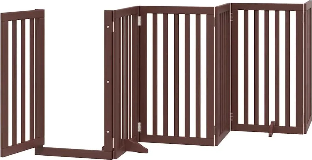 Zábrana pro psy s dvířky skládací 15 panelů hnědá 750 cm topol 3155664
