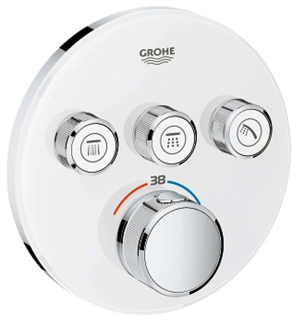 Grohe Grohtherm SmartControl - Termostatická vanová baterie pod omítku se 3 ventily, měsíční bílá 29904LS0