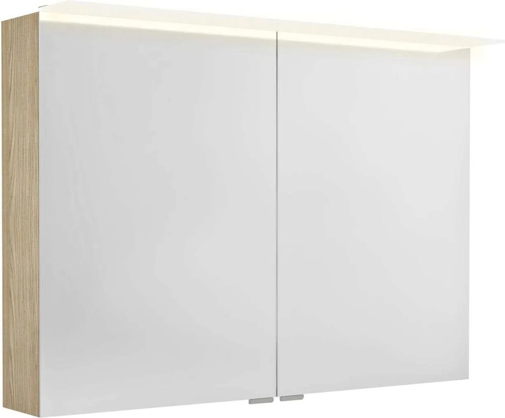 Sapho Linex - Zrcadlová skříňka s LED osvětlením 100x70x15 cm, 2x dvířka, jilm bardini LX100-0013