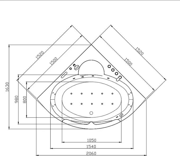 BPS-koupelny Hydromasážní vana HYD-SIG635W 150x150 bez ohřevu
