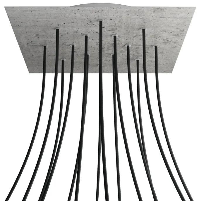 creative cables Čtvercový stropní baldachýn ROSE ONE, 400 mm, 14 otvorů a 4 boční otvory Barva komponentu: Mramor carara, Barva montury: Černá