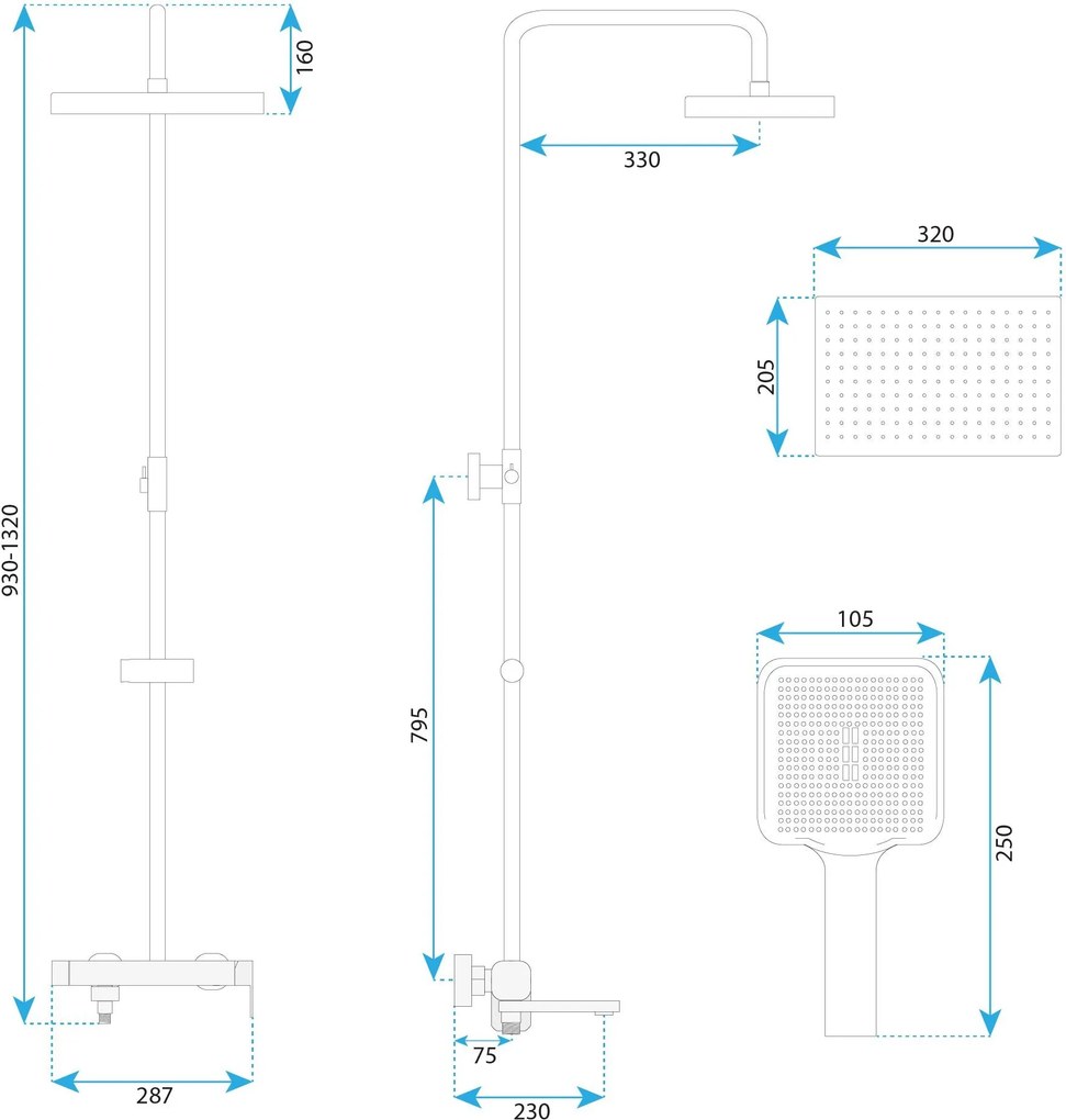 Sprchový komplet REA ARLO, nikl kartáčovaný