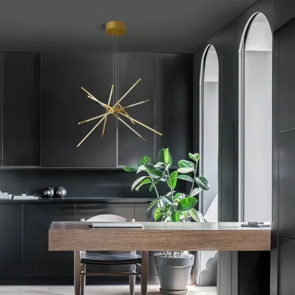 LED lustr Raccio 85 zlaté s dálkovým ovládáním
