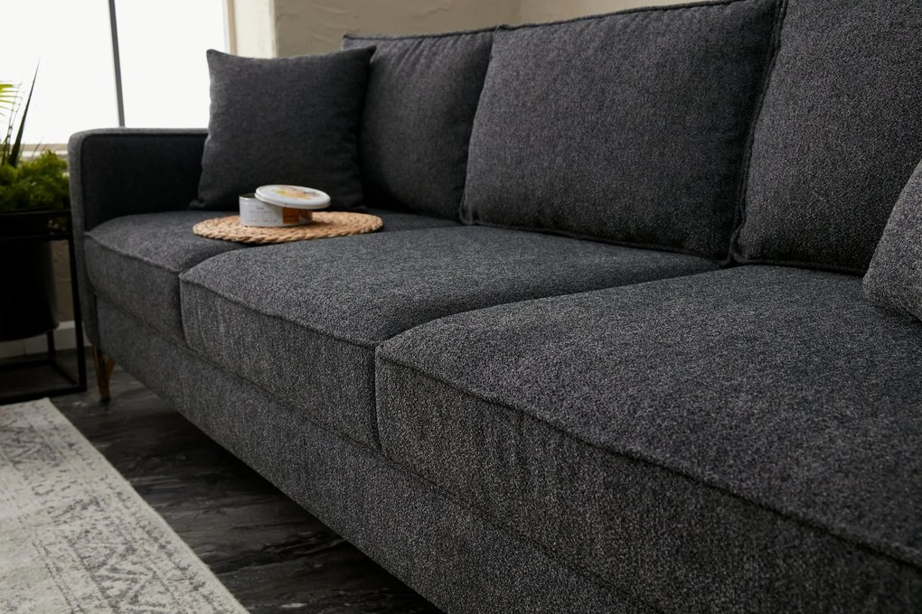 Hanah Home Třímístná pohovka BERLIN antracitová 222 cm 825BLC2796
