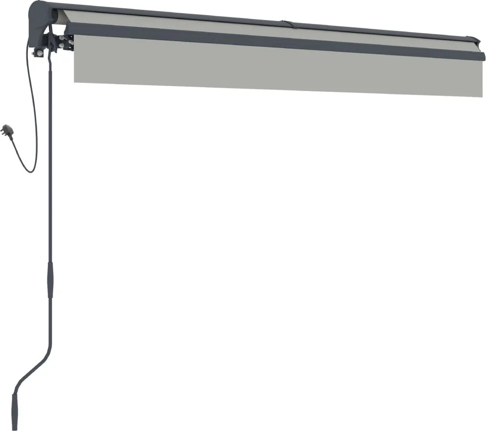 Elektrická markýza s LED osvětlením BestBerg BBSU-EL295LG / 295 x 250 cm / světle šedá
