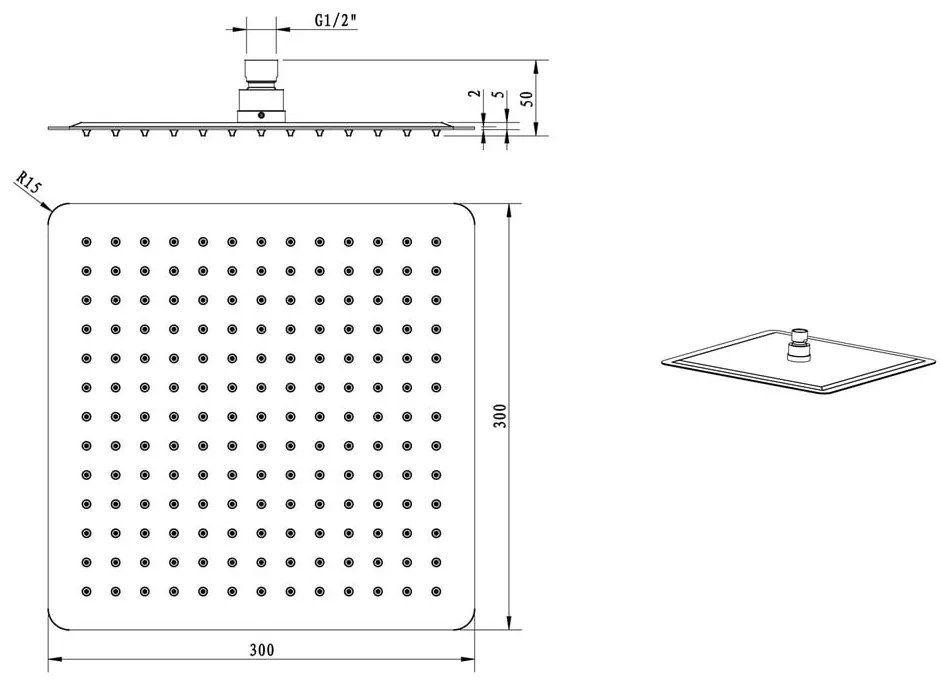 Matně černá hlavová sprcha z nerezové oceli Slim – Sapho