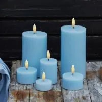 Sada LED čajové svíčky na baterie Sille Tealight, Ø 6 × 3,4 cm, modrá obloha, z pravého vosku, balení 2 ks