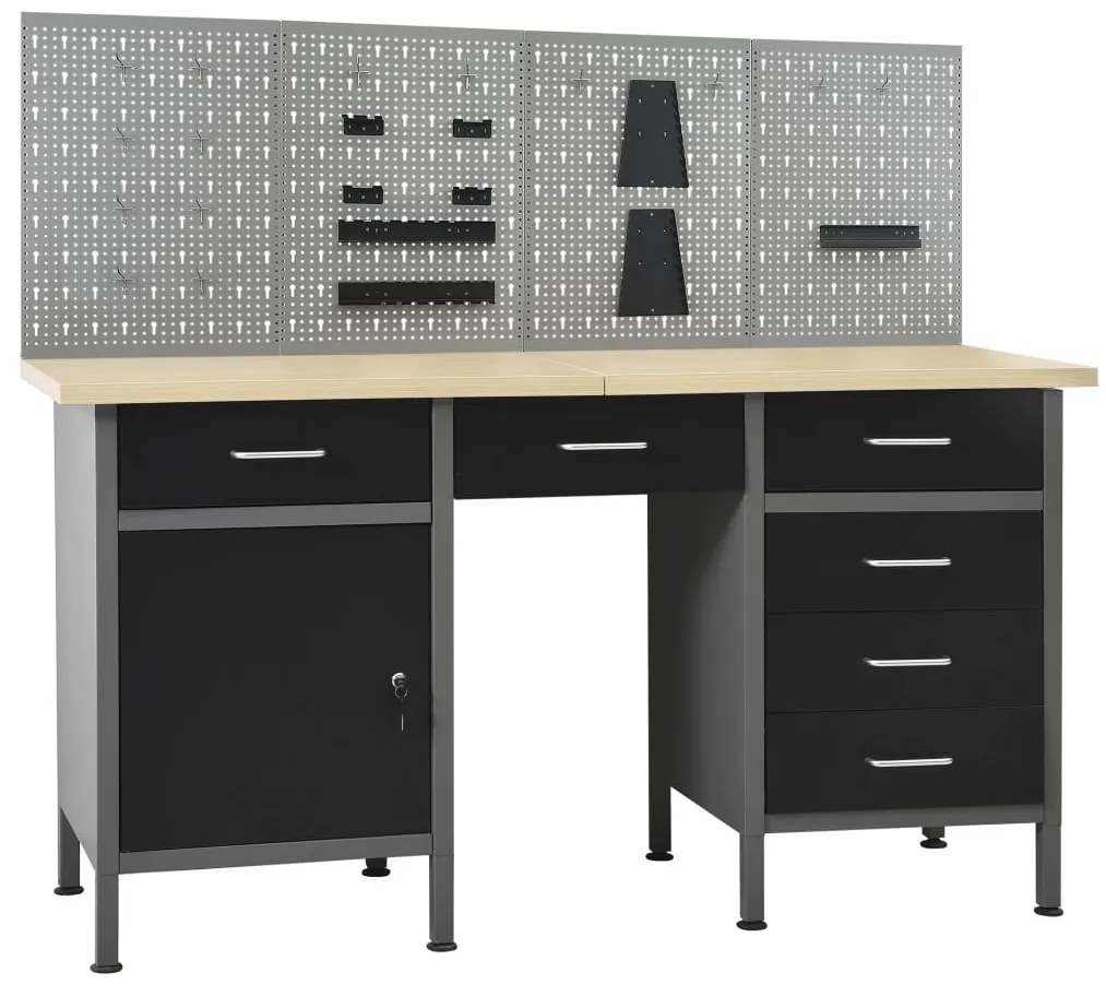 Pracovní stůl se čtyřmi nástěnnými panely 3053429