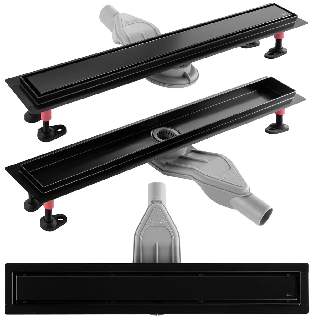 Rea NEOX Superflow, odtokový sprchový žlab 60 cm, černá matná, REA-G7805