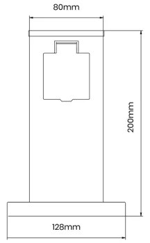 Venkovní zásuvkový sloupek 1Z SCHUKO 230V IP44 20 cm černá