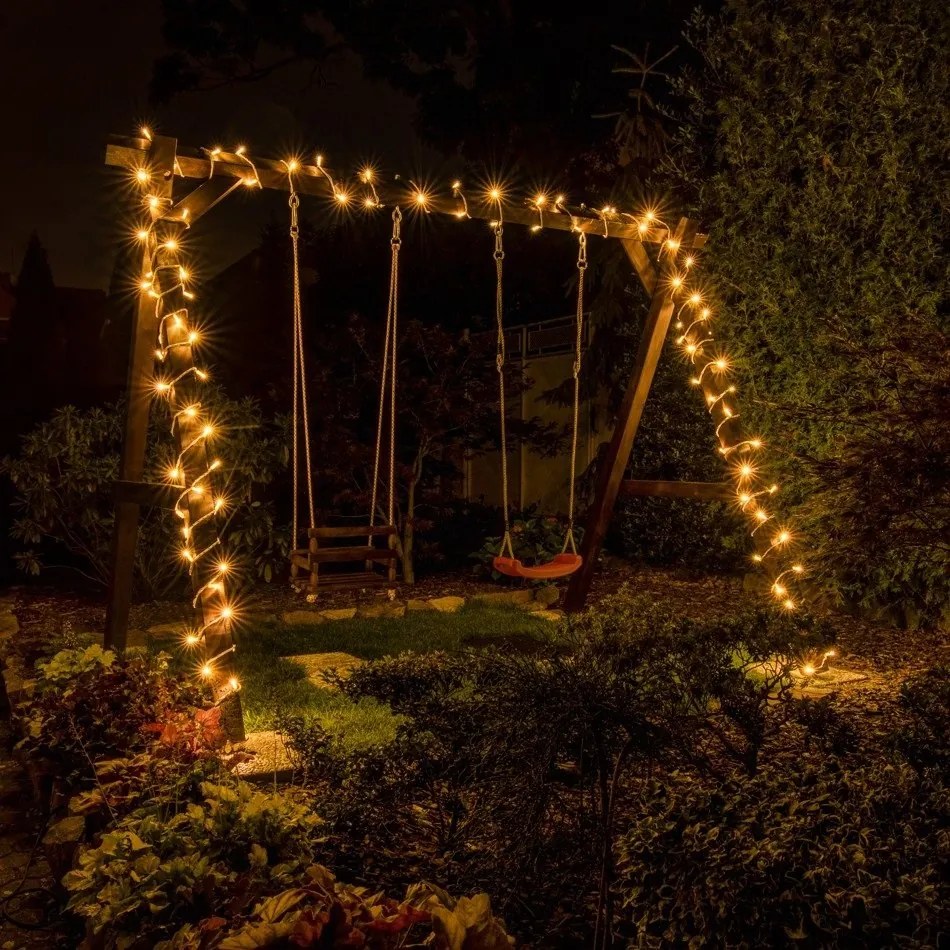 Easy Fix LED světelný řetěz, 20 m, venkovní, teple bílá, 120 diod, bílý kabel, IP67