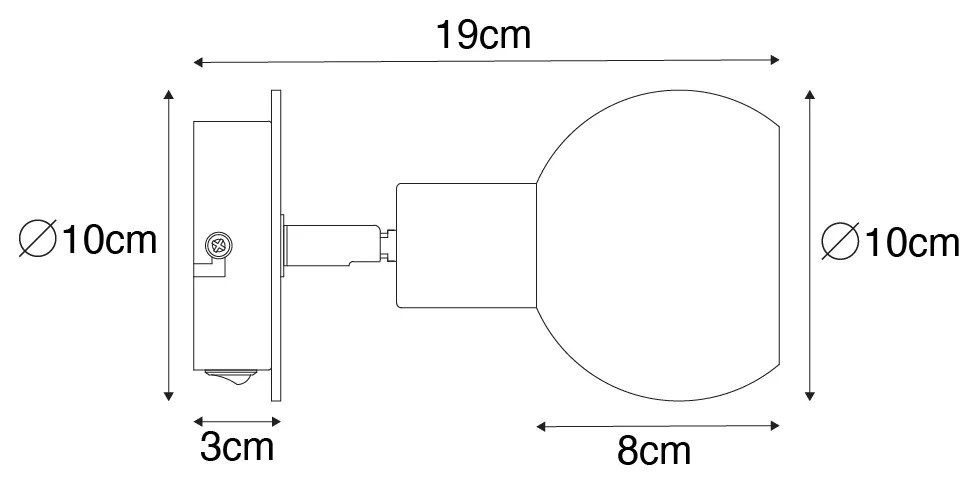 Bodové svítidlo Art Deco černé s kouřovým sklem a dřevem - Vidro