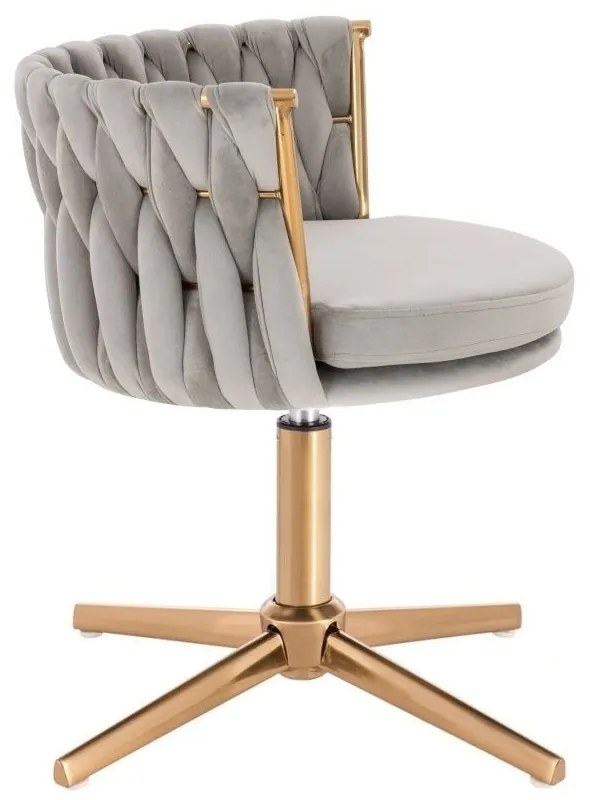 LuxuryForm DESIGN Otočná židle LYON VELUR na zlatém kříži - světle šedá