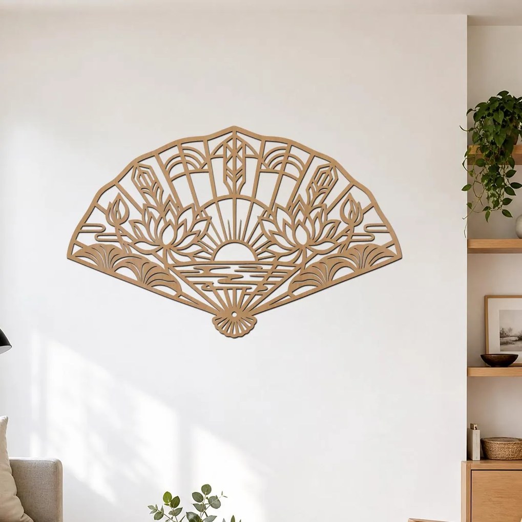 dřevo života Dřevěná dekorace na zeď Vějíř LETNÍ ZAHRADA Zvolte rozměr šxv (cm): 40x25, Zvolte barvu dekoru: Bílá