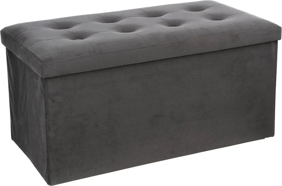 Velký pouf s odkládací přihrádkou v šedé barvě, pouf na chodbu, pouf na pokoj, skládací pouf, sedadlo, pouf