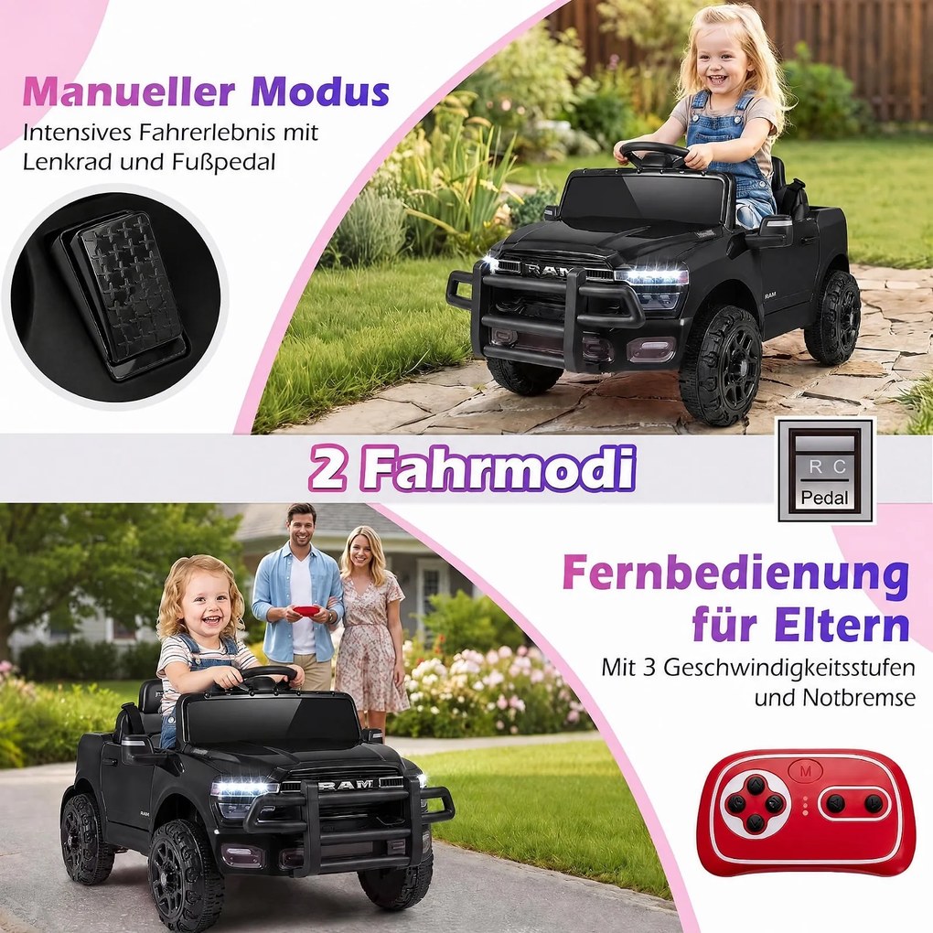 Costway 12 V dětské elektrické autíčko RAM 3500 s 2 25 W motory pro děti od 3