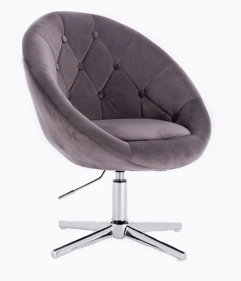 LuxuryForm DESIGN Otočné křeslo VERA VELUR na stříbrném kříži - tmavě šedé