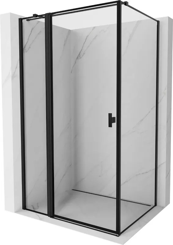 Mexen Mist T, sprchový kout s křídlovými dveřmi, levý, 70 x 110 cm, 8mm čiré sklo, černý profil, 8A4T-070-110-70-70-L