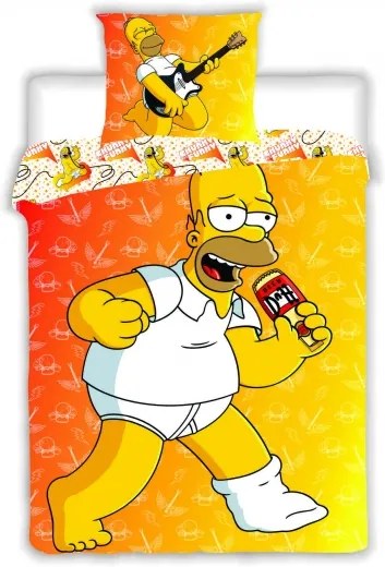 Dětské povlečení do velké postele 140x200 - Homer Simpson žlutá Lobles