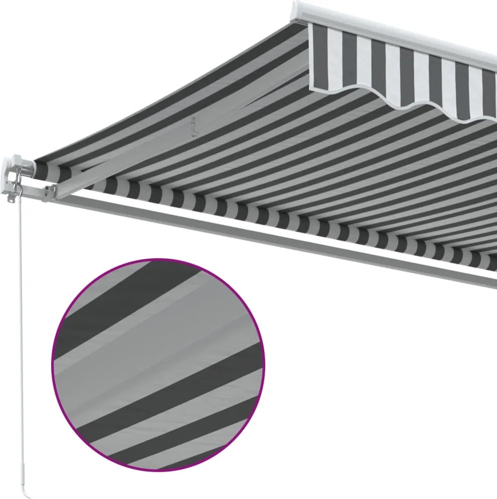 Ručně zatahovací markýza antracitová a bílá 400 x 350 cm 3215792