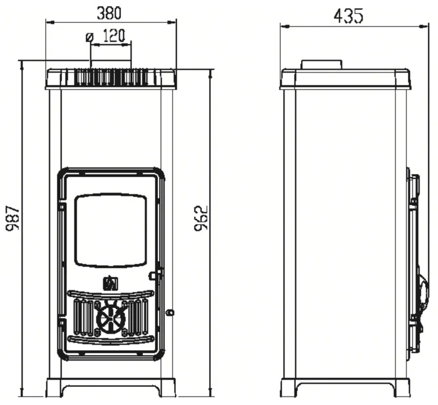PLAMEN Litinová krbová kamna DORA 10 N - zelená