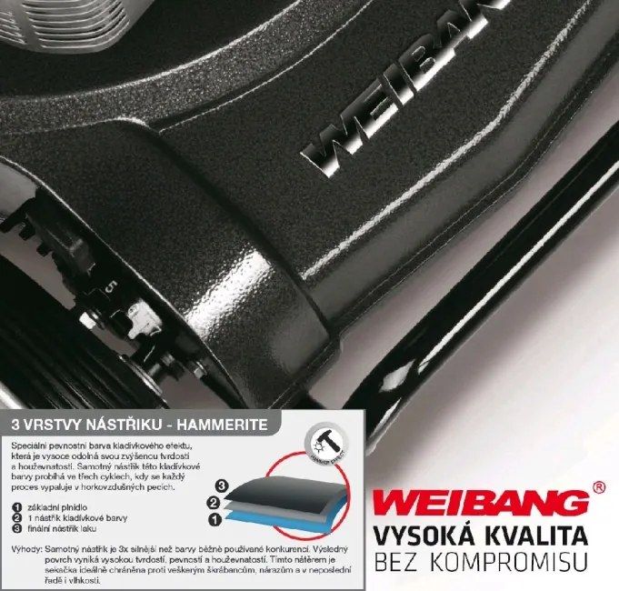 Weibang WB 537 SCV BBCPRO Profi benzínová sekačka s pojezdem 53 cm, hřídelový pohon, spojka nože, OHV 196 cm3
