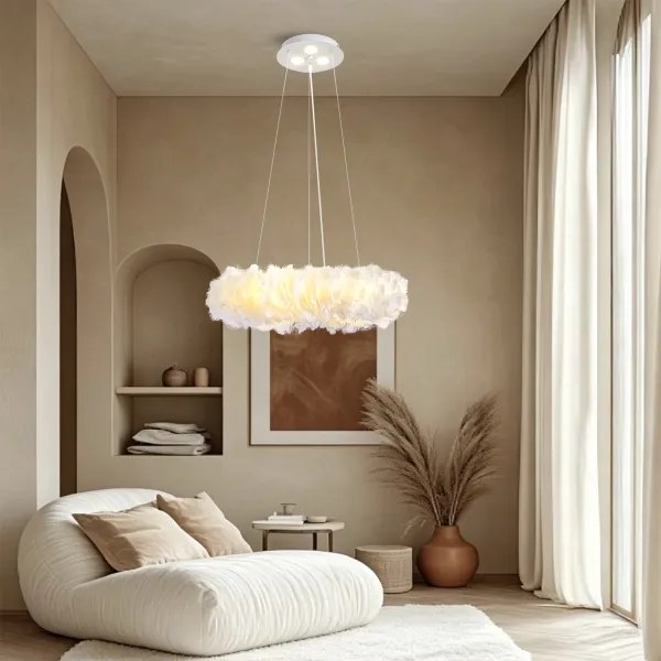 Brilagi - LED Lustr na lanku FEATHER 3xE27/40W/230V + 3xLED/3W pr. 50 cm bílá