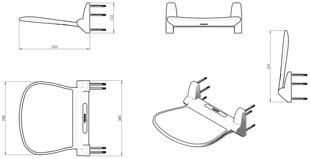 Sapho, SOUND Koupelnové sedátko 38x35,5cm, sklopné, bílá/chrom