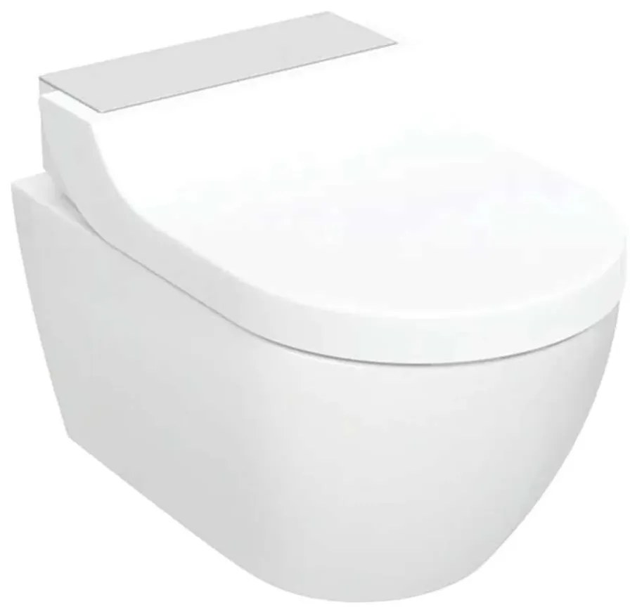 Geberit AquaClean - Elektronický bidet Tuma Comfort s keramikou, závěsný, TurboFlush, SoftClosing, KeraTect, kartáčovaná nerezová ocel 146.290.FW.1