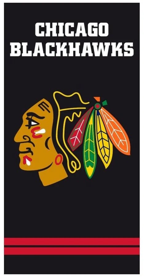 Hokejová bavlněná osuška NHL Chicago Blackhawks - black - 100% bavlna - 70 x 140 cm