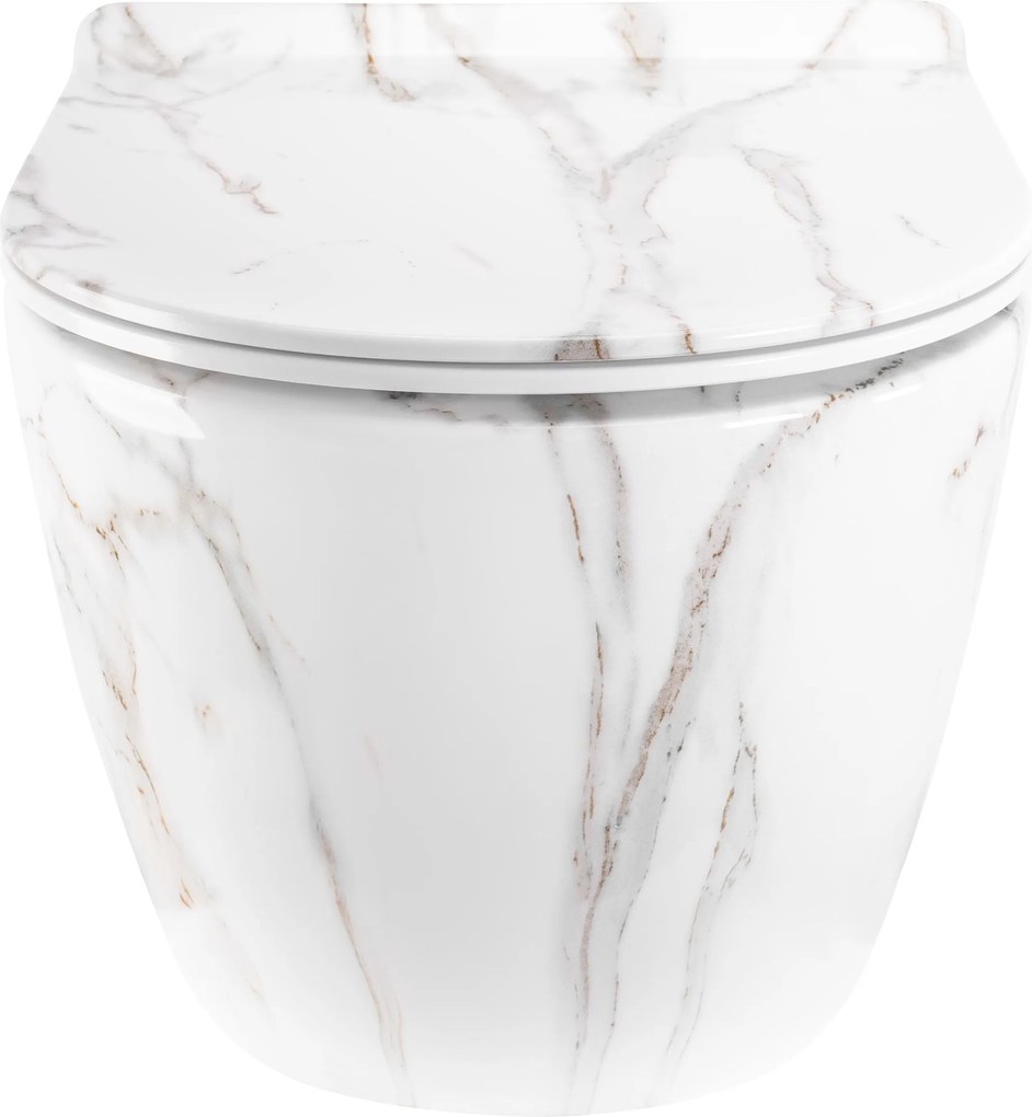 Rea Carter Tornado, závěsná WC mísa 49x37x35 cm + WC sedátko, imitace kamene-Aiax Shiny, REA-C6390