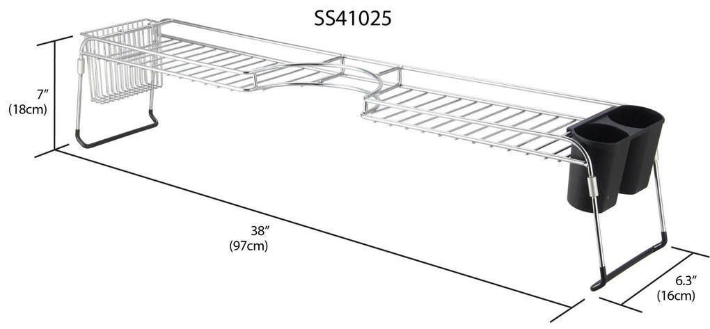 Arte Regal Organizér ke dřezu, nerezová police na dřez s výřezem na baterií, 97x16x19cm