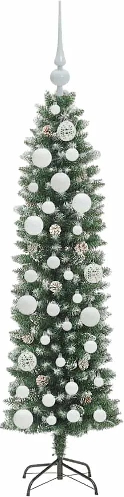 Umělý štíhlý vánoční strom Zelená a bílá 120 cm 3395272